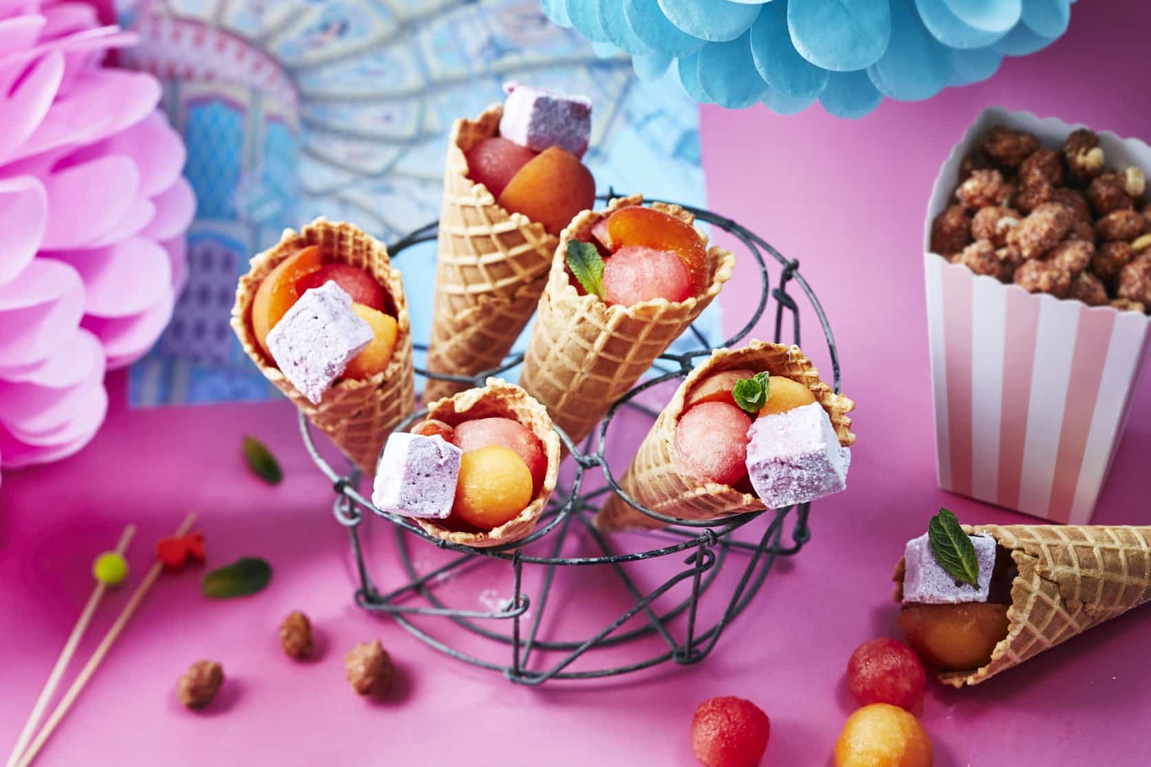 Cornet gaufre guimauve à la cerise et fruits frais : Découvrez nos recettes